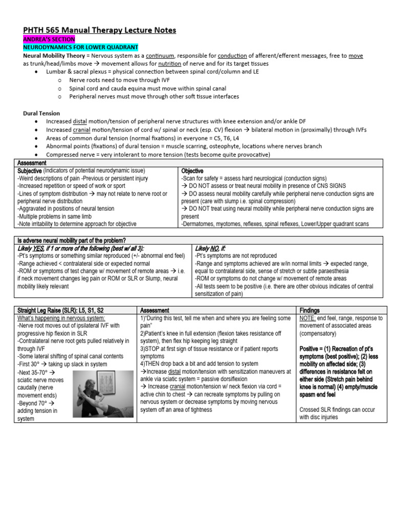 2019.PHTH565.Manual Therapy Notes | PDF | Knee | Hip