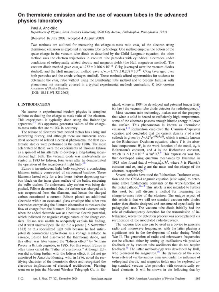 Emission Thermionic | PDF