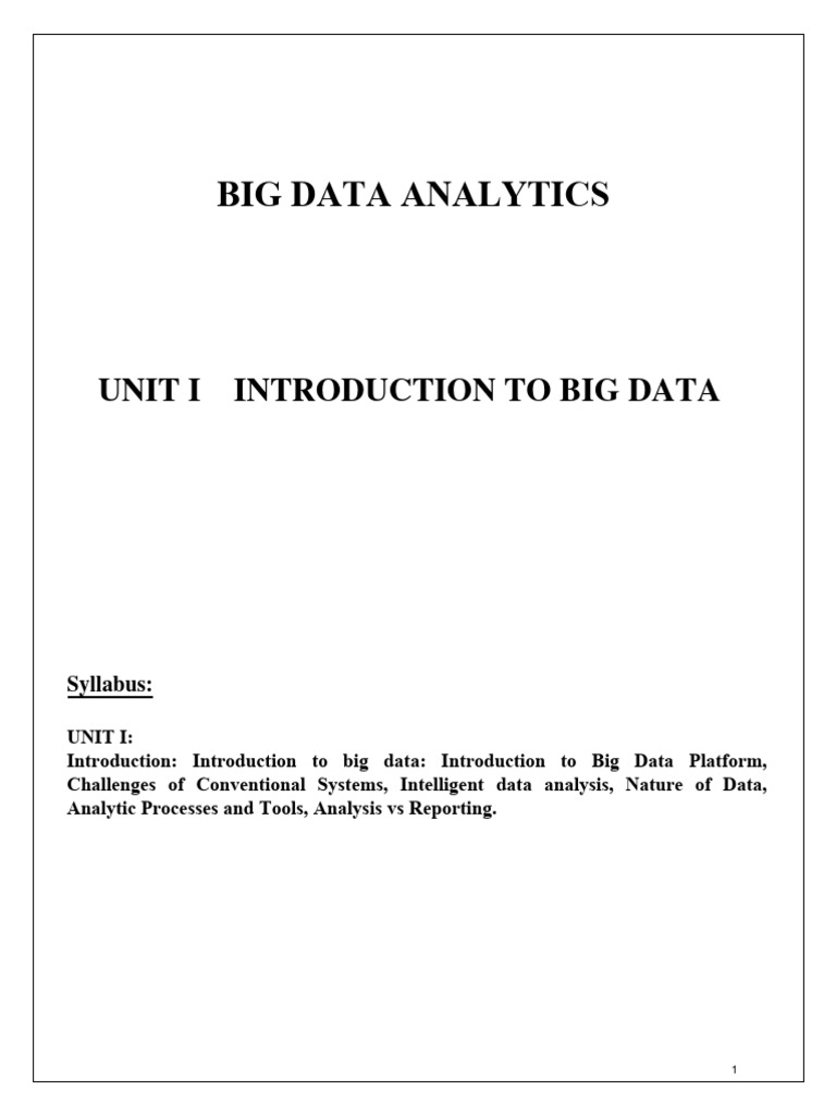 Bda Unit 1 | PDF | Apache Hadoop | Big Data Bda Unit 1 | PDF | Apache Hadoop | Big Data