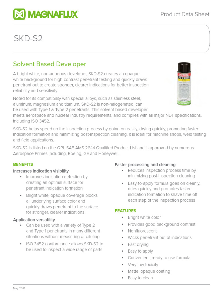 Magnaflux-SKD-S2-Developer | PDF | Nondestructive Testing | Materials