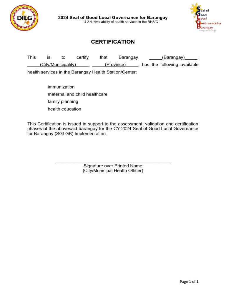 4.2.4. Certification - Health Services | PDF