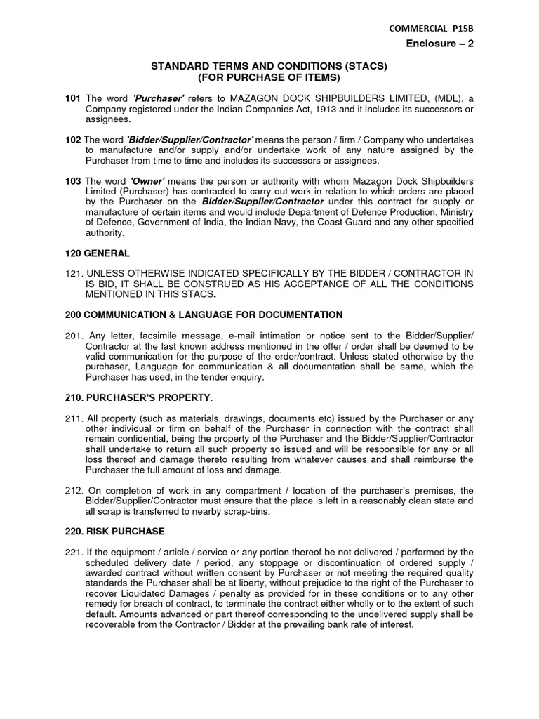Standard Terms & Conditions | PDF | Procurement | Arbitration