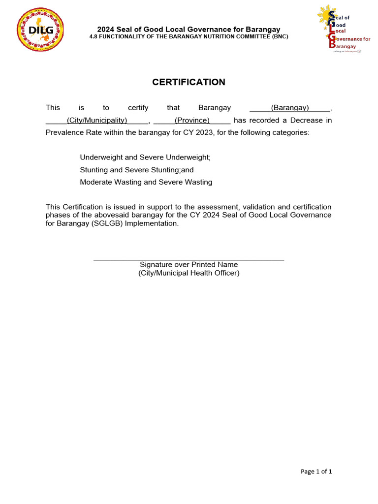 4.8.3. Certification-Decrease Prevalence Rate | PDF