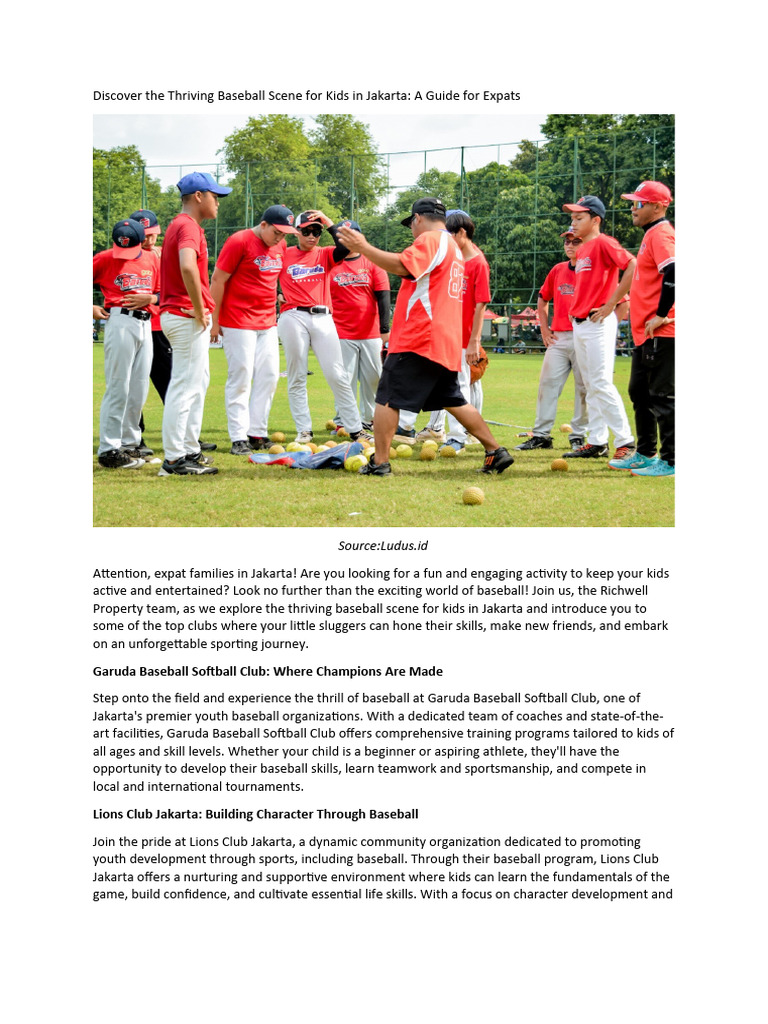 Kids' Baseball Clubs in Jakarta for Expats | PDF | Social Psychology ...