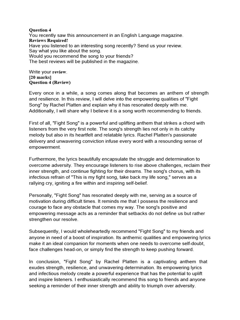 Song Review 2 | PDF | Poetry