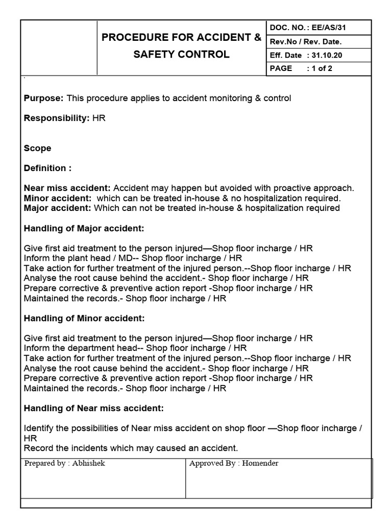 18.1 Safety Procedure | PDF | Safety