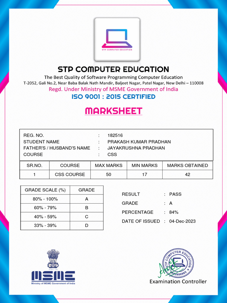 Css Marksheet | PDF