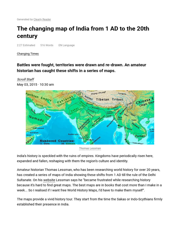 Historical Maps of India: 1 AD to 20th Century | PDF | Asia | South Asia