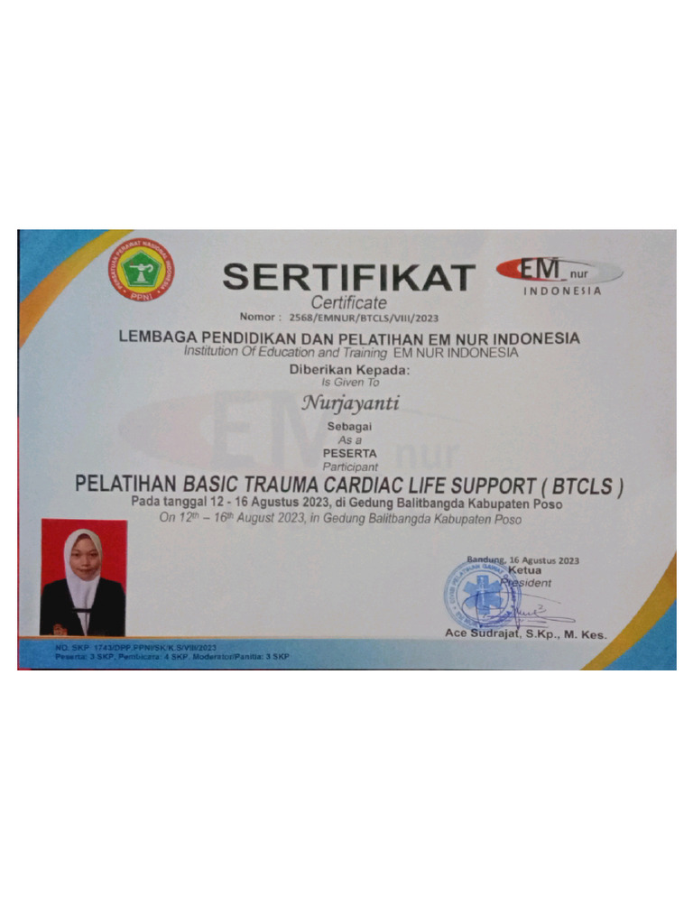 Sertifikat BTCLS | PDF