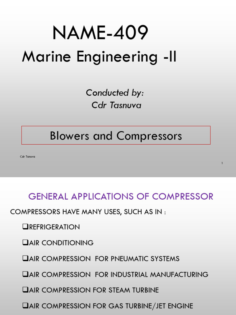 Lecture 7 - Compressor 2023 | PDF | Mechanical Engineering | Engines