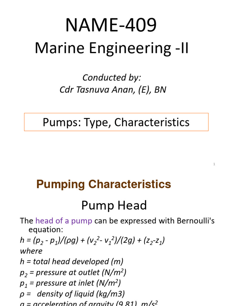 Lecture 5 - Pump Characteristics | Download Free PDF | Pump | Energy Technology