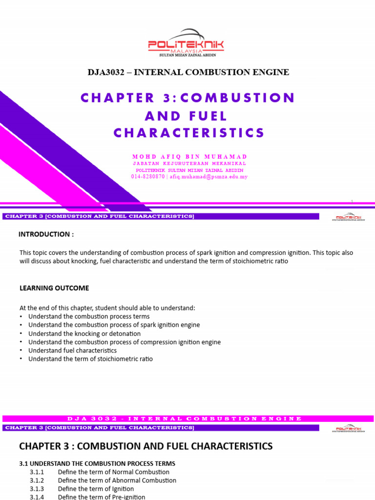 DJA 40072 - Slaid Chapter 3 | PDF | Combustion | Internal Combustion Engine