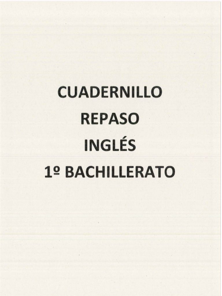 Cuadernillo Repaso Ingl S 1 Bachillerato | PDF