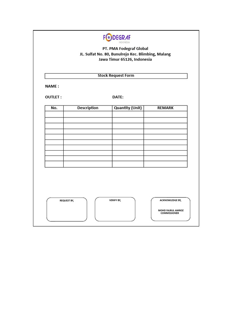 Stock Request Form | PDF