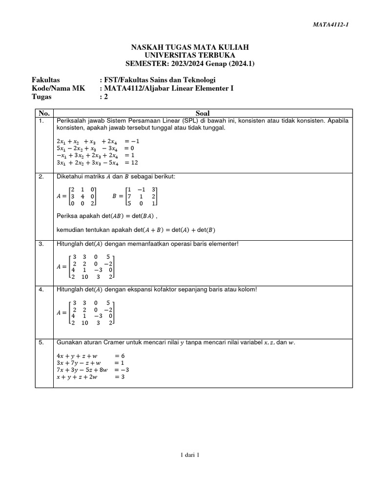 Soal Mata4112 tmk2 1 | PDF