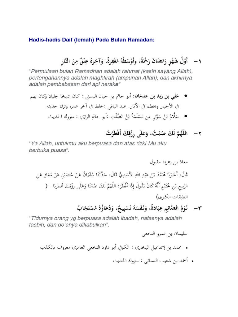 Hadis Hadis Daif | PDF