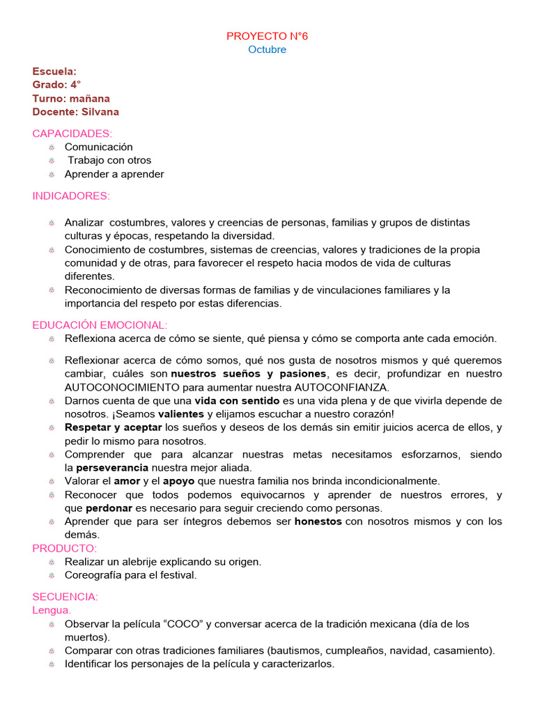 Actividades educativas sobre la película Coco | PDF | Tradiciones | Color