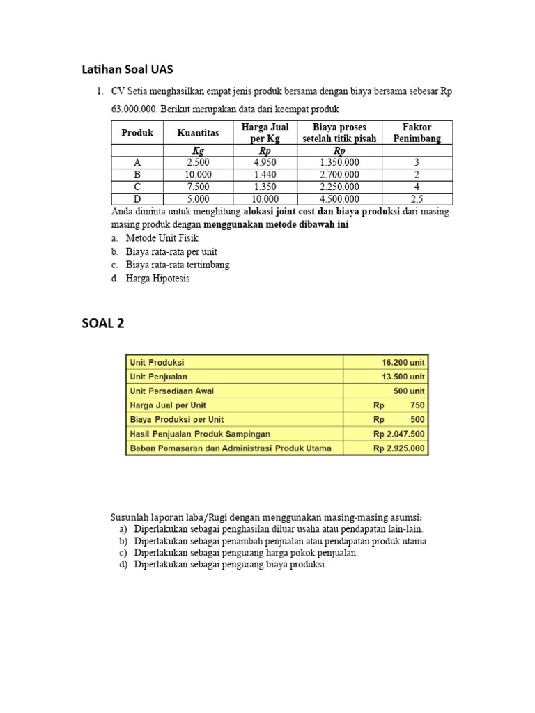 Latihan Soal UAS Akuntansi Agribisnis | PDF