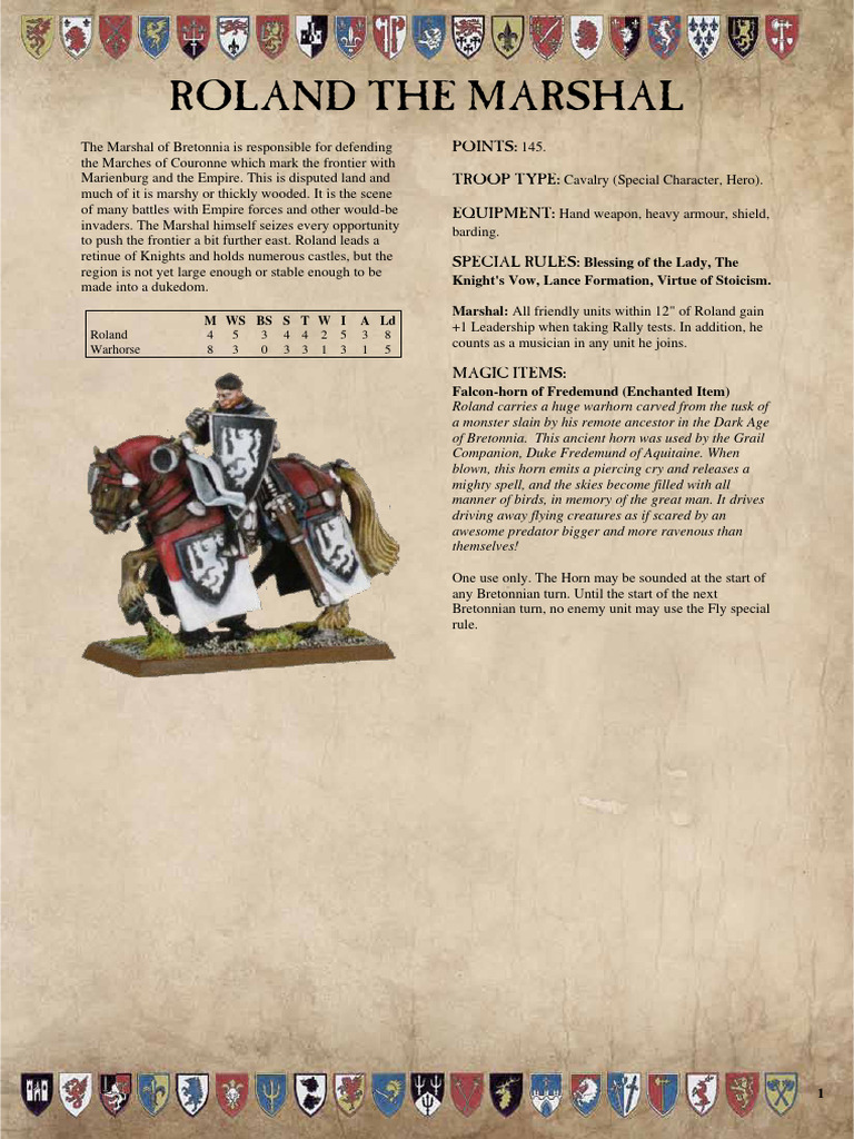 Warhammer - Bretonnia Special Characters 1.2 | PDF | Knight | Spear