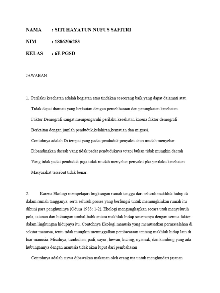 Siti Hayatun Nufus - 6e PGSD - 1886206253 - Uks | PDF