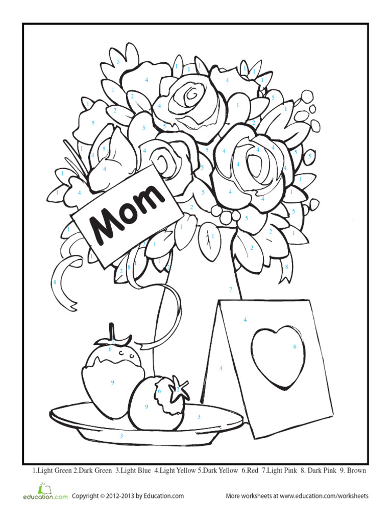 mothers-day-color-by-number | PDF | Green | Visual Perception