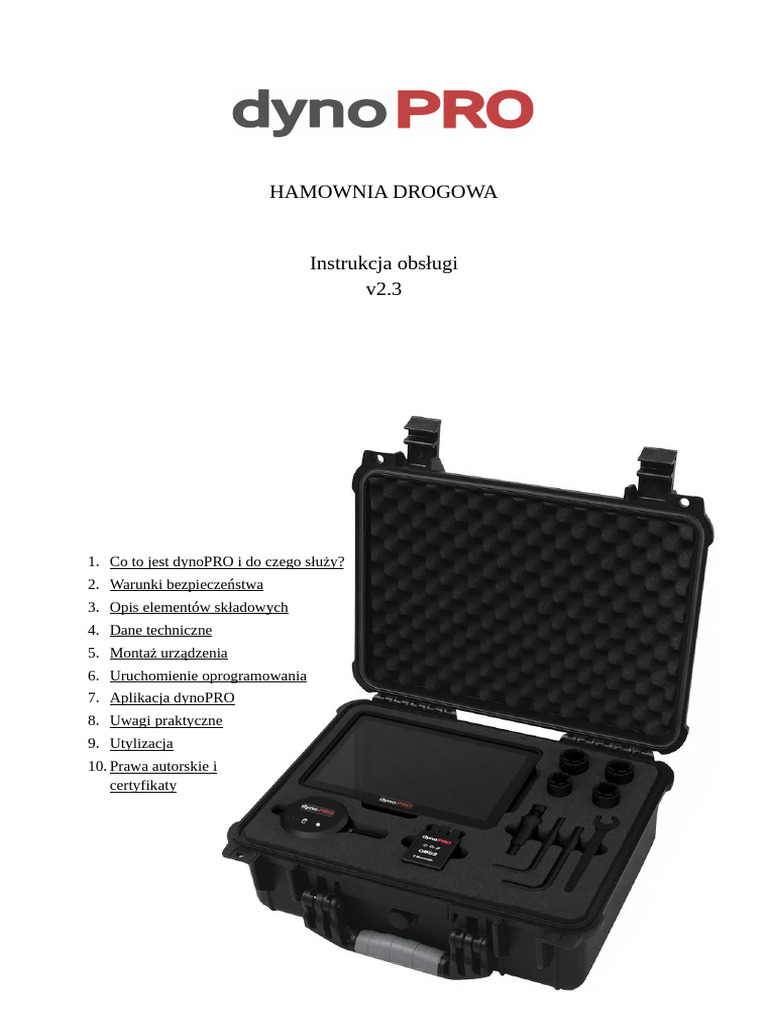 Instrukcja Obsługi dynoPRO | PDF