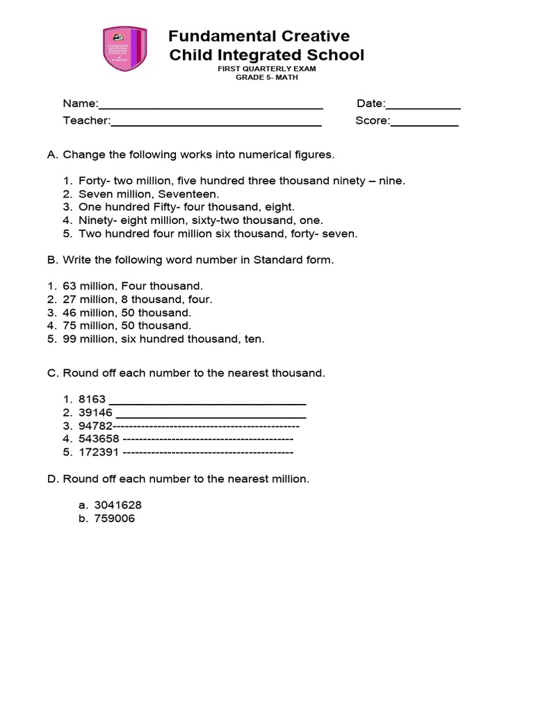 Grade 5 Mathematics Teacher Margarita Done Pdf