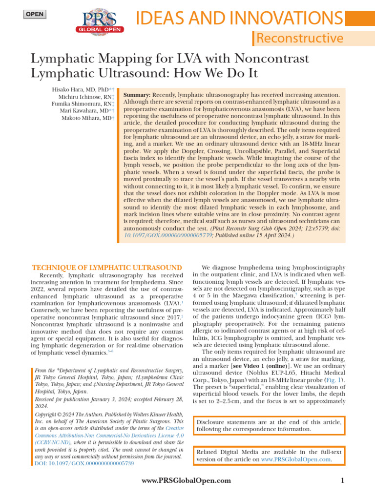 Lymphatic Mapping For LVA With Noncontrast - Lymphatic - Ultrasound ...