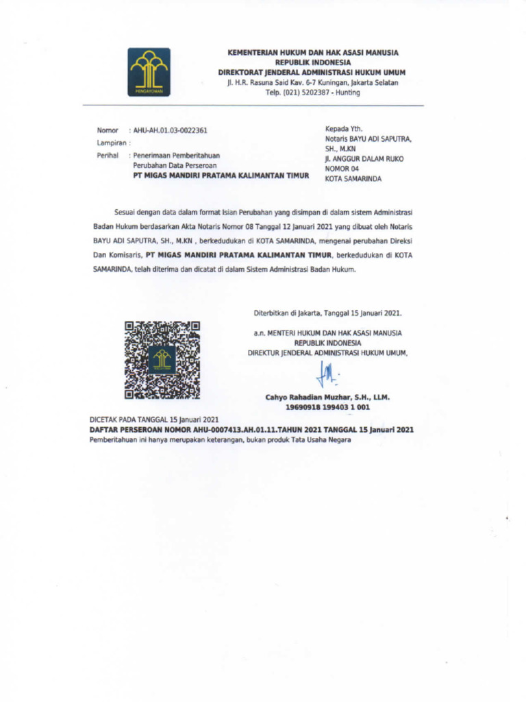 (15!01!2021) SK Kemenkumham No 8 TGL 12 Jan 2021 | PDF