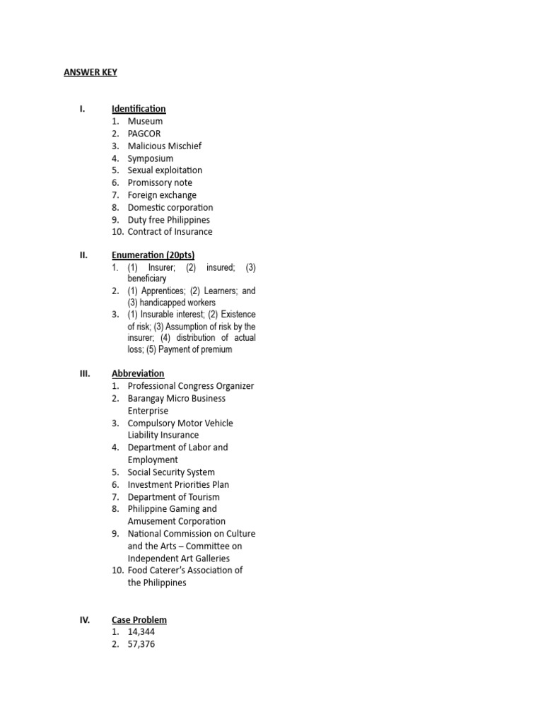 Final Exam - Answer Key | PDF