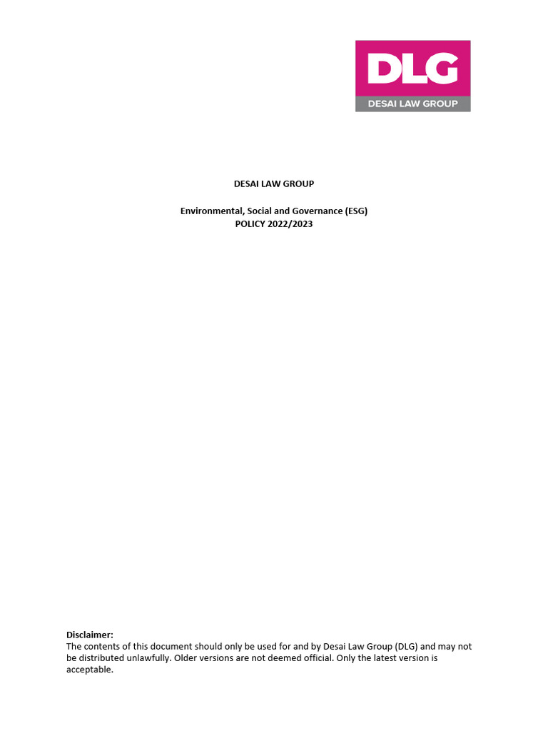 DLG Esg Policy - 2022 | PDF | Governance | Risk