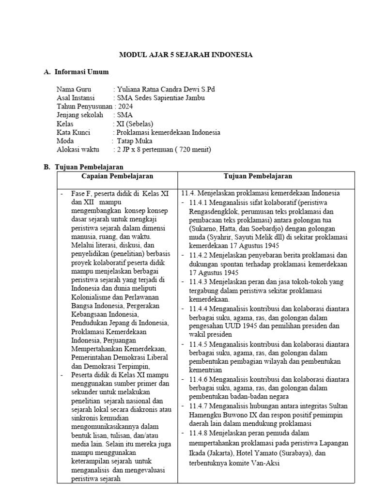 Modul Ajar Sma BW Asli | PDF