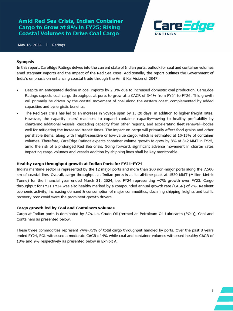 Ports Report CareEdge | PDF | Port | Cargo