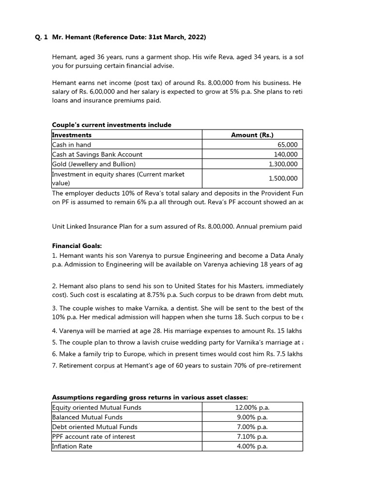 HEMANT Practice | PDF | Insurance | Debt