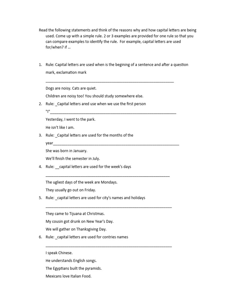 ACTIVITY 1 Identify The Capital Letters and The Rules | PDF