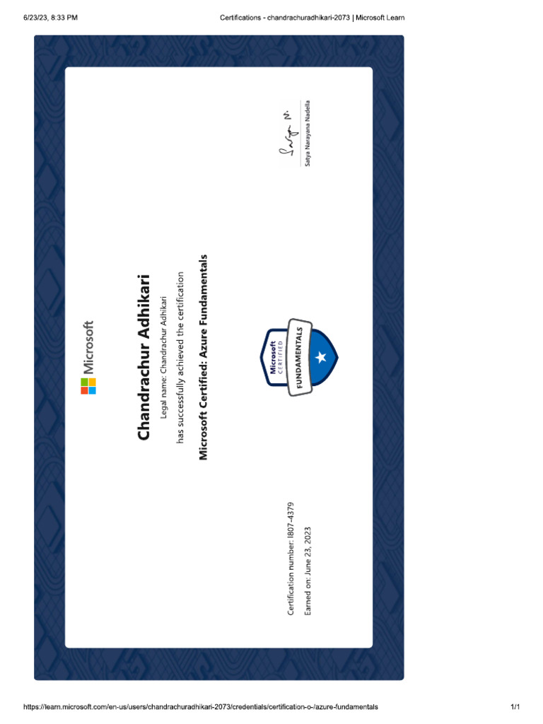 AZ-900 - Certificate | PDF AZ-900 - Certificate | PDF