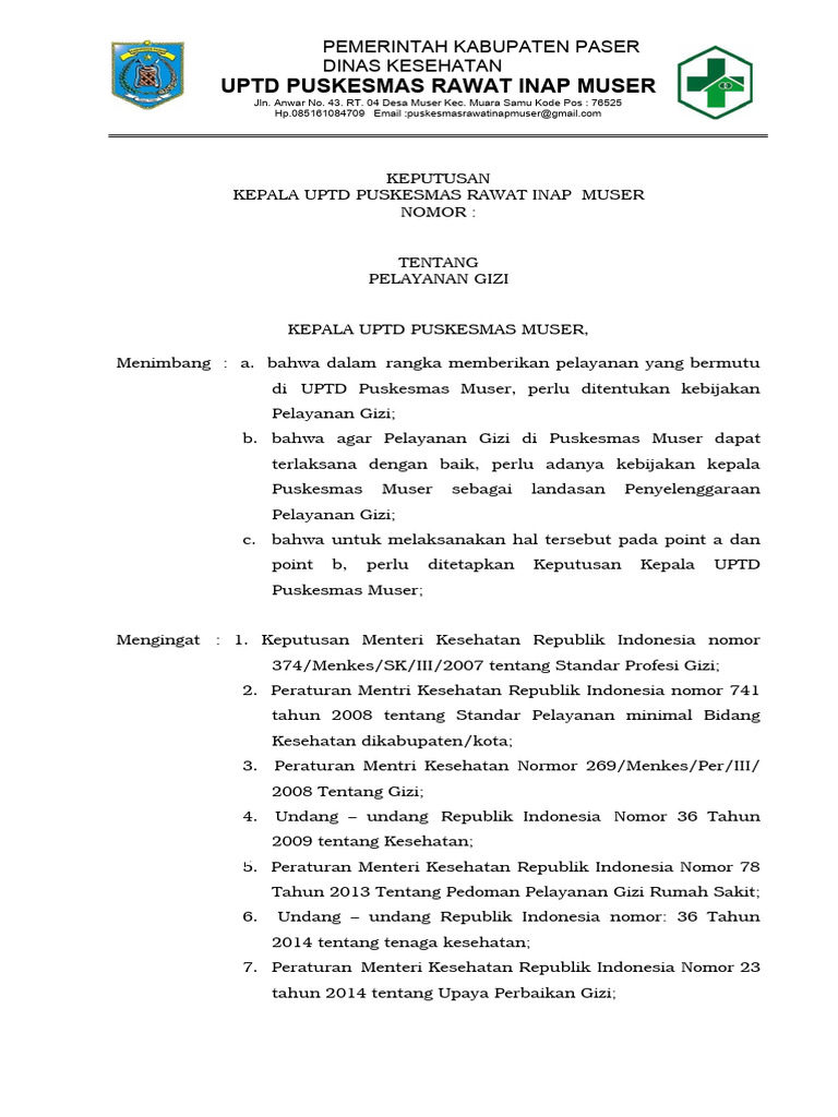 3.5.1.a SK Pelayanan Gizi | PDF