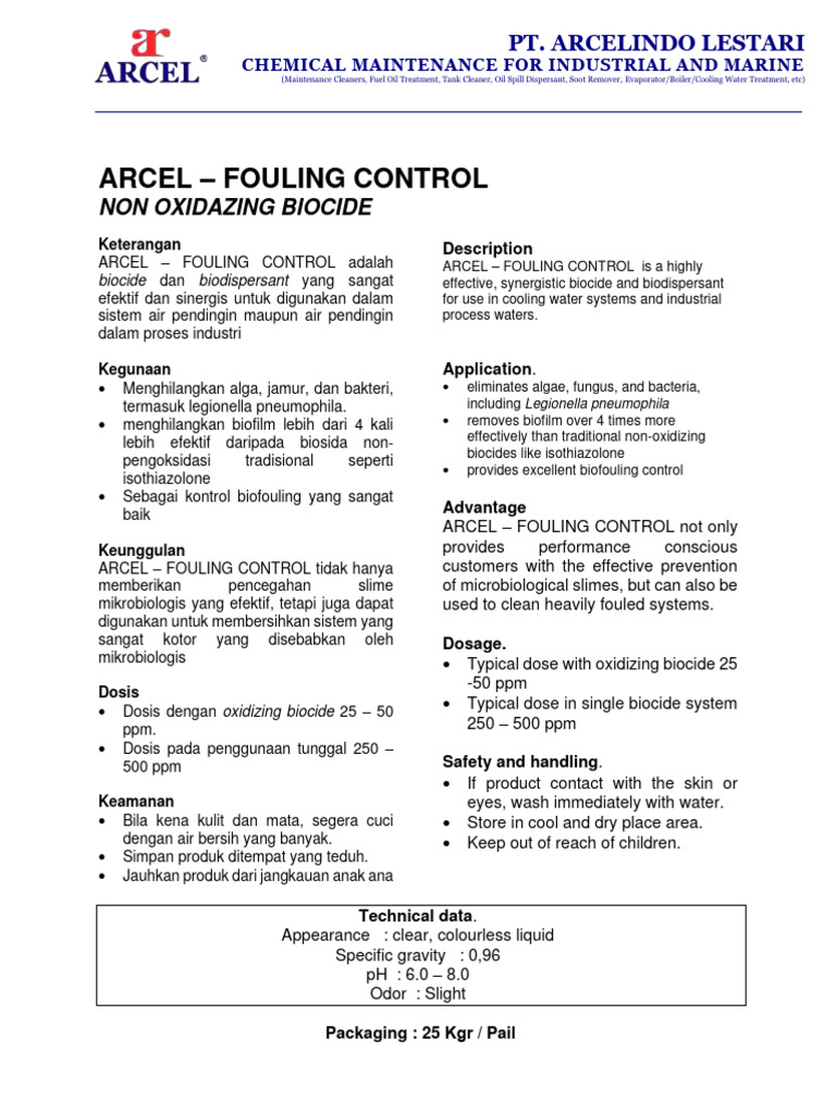 Biocide ARCEL untuk Pengendalian Fouling | PDF