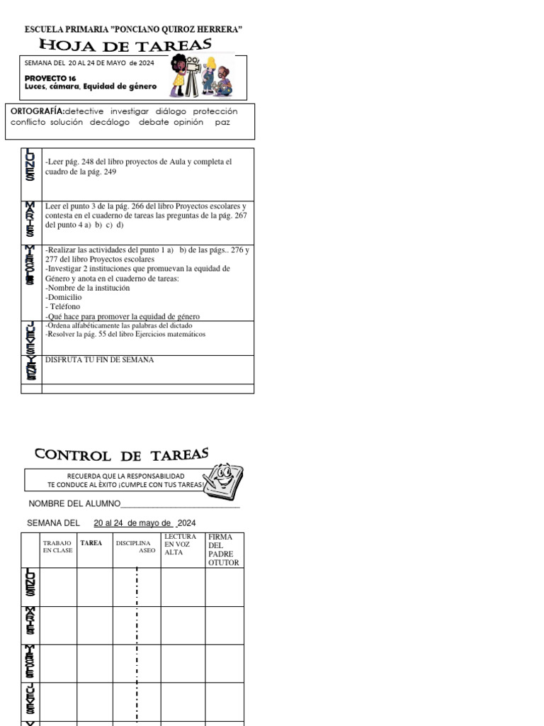 Hoja de Tareas | PDF | Artes del Lenguaje y Comunicación | Estudios de ...