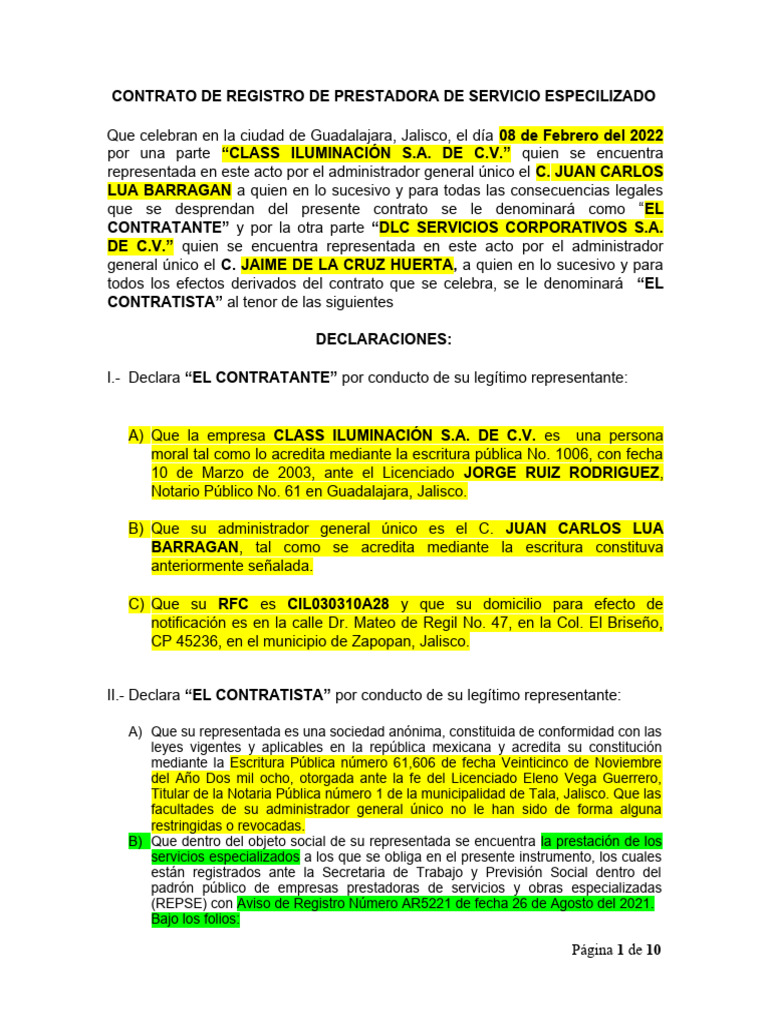 Contrato Repse | Descargar gratis PDF | Derecho laboral | Gestión de ...