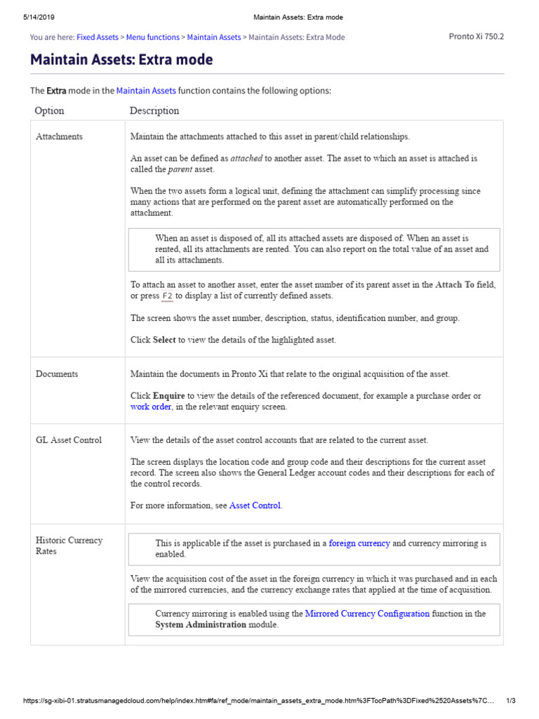 Pronto Xi Help 750.2 - Maintain Assets_ Extra mode | PDF | Expense ...