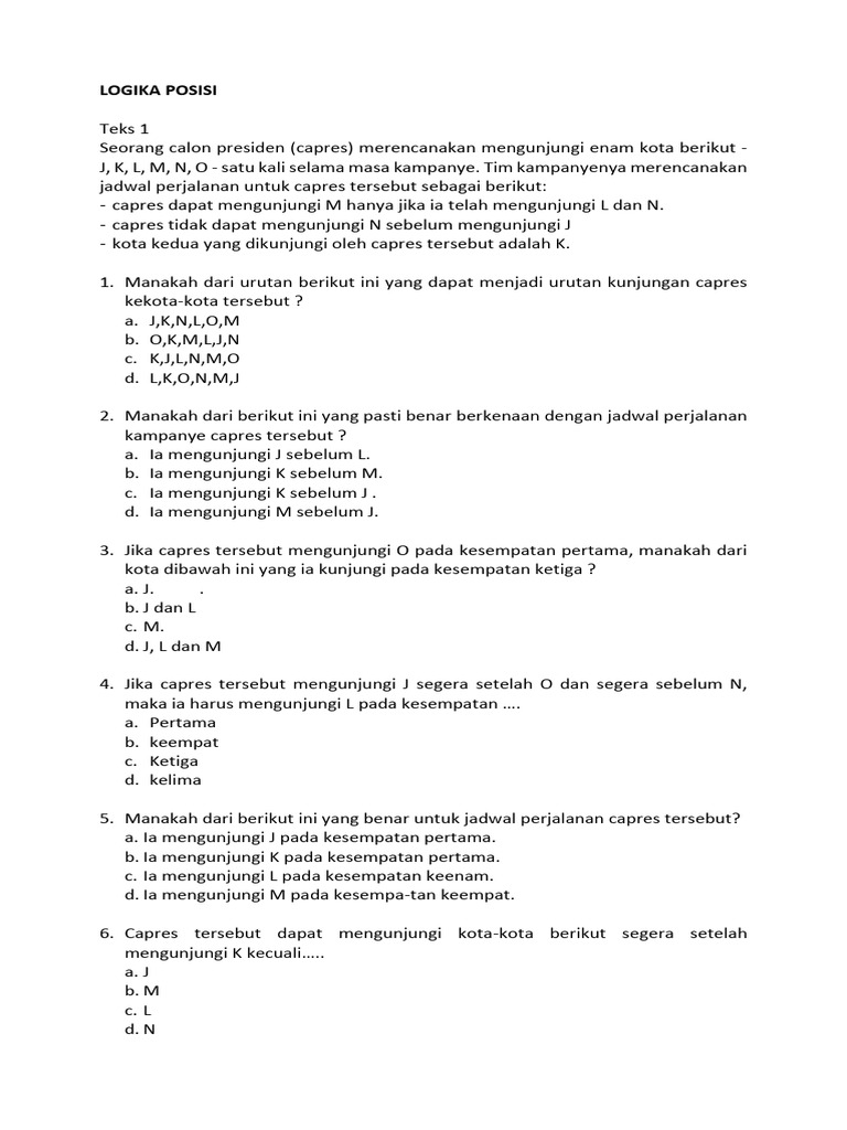 Logika Posisi 1 | PDF
