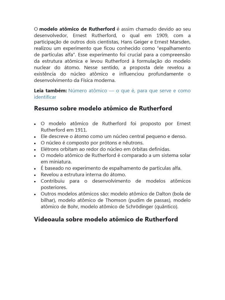 O Modelo Atômico de Rutherford É Assim Chamado Dev | Download grátis ...