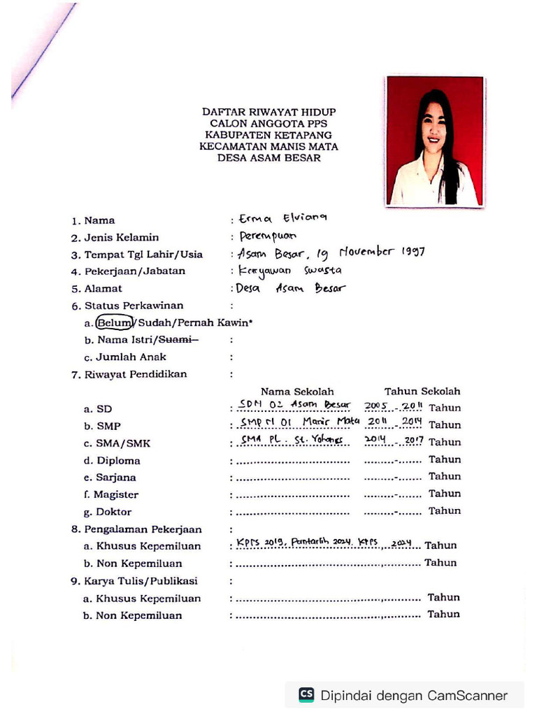 Daftar Riwayat Hidup Calon Anggota Pps - Compressed | PDF