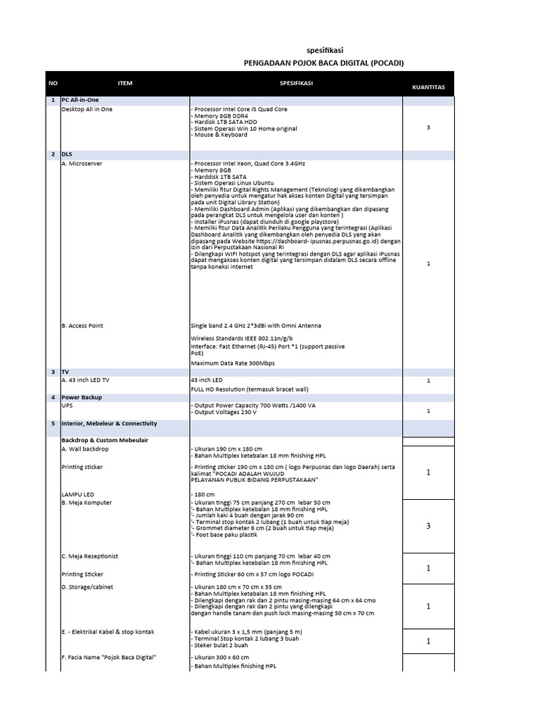Spesifikasi Dan Harga Perangkat POCADI | PDF