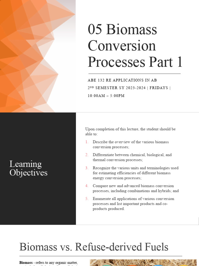 Lect 05 Biomass Energy - Part 1 | PDF | Fuels | Biofuel