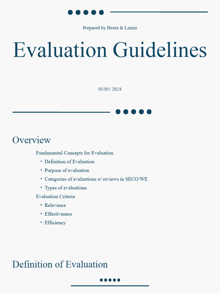 Evaluation Guideline | PDF | Evaluation | Policy