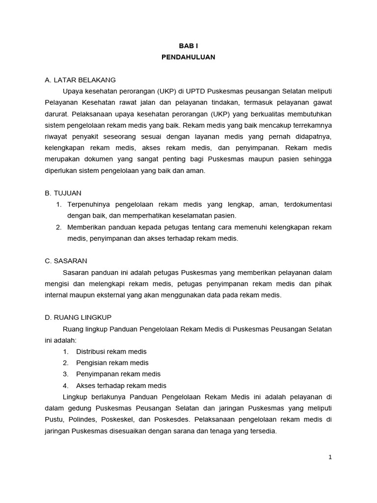 Isi Panduan Pengelolaan Rekam Medis | PDF