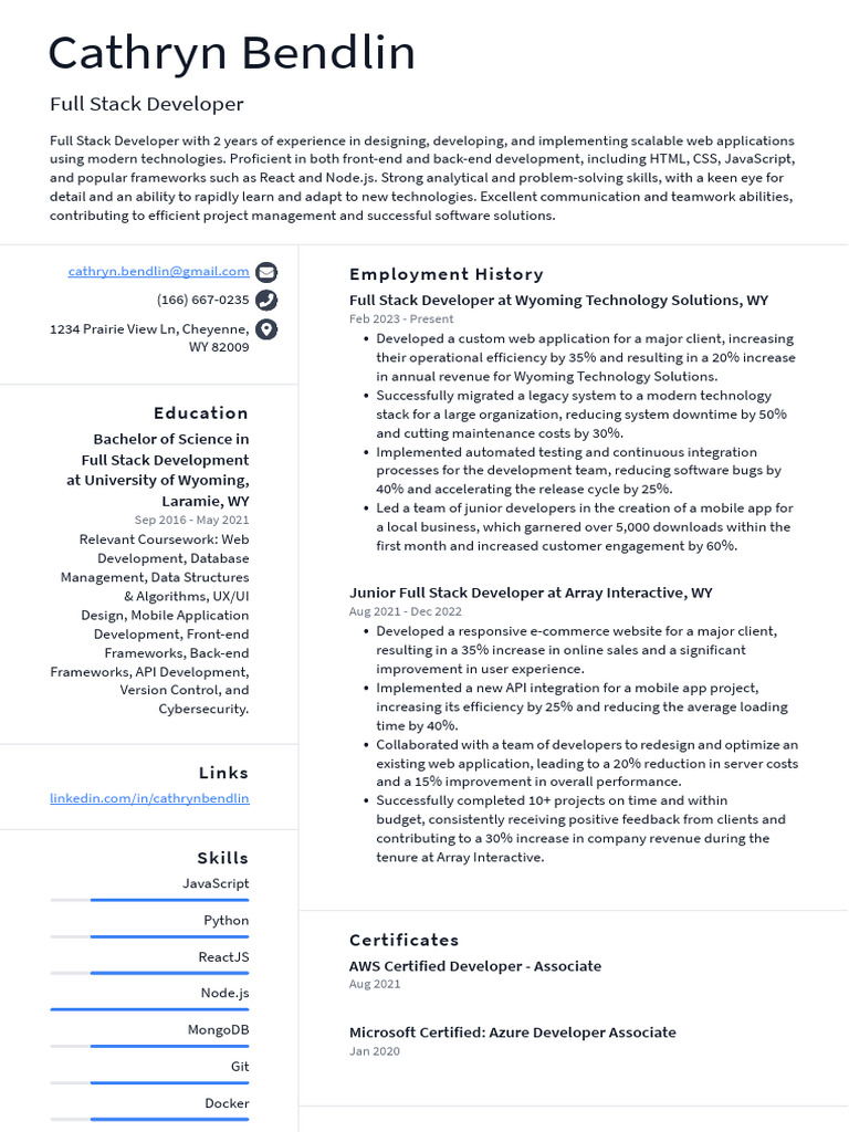 full-stack-developer-resume-example | PDF | Web Application | Mobile App