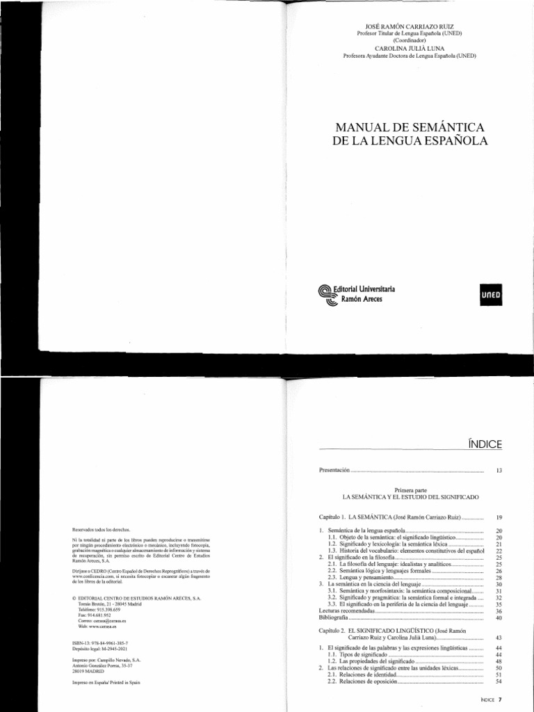 Manual de Semantica de La Lengua Espanola by Jose Ramon Carriazo Ruiz Carolina Julia Luna Z Lib ...